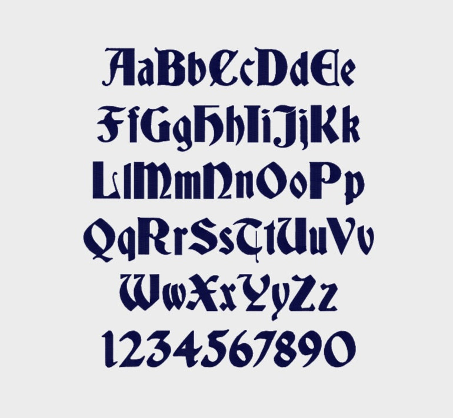 German Gothic Embroidery Machine Font in 4 Sizes (0.5", 1", 2" & 3 ...