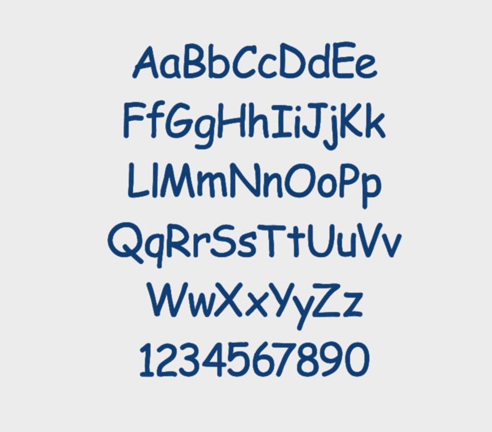 Comic Sans Embroidery Font in 6 Sizes (0.25", 0.5", 0.75", 1", 1.5" & 2 ...