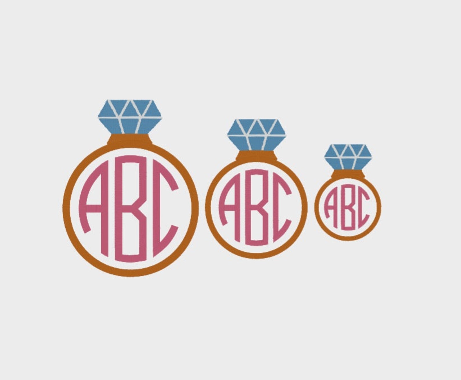 Diamond Ring Monogram Frame in Multiple File Formats and 3 | Etsy