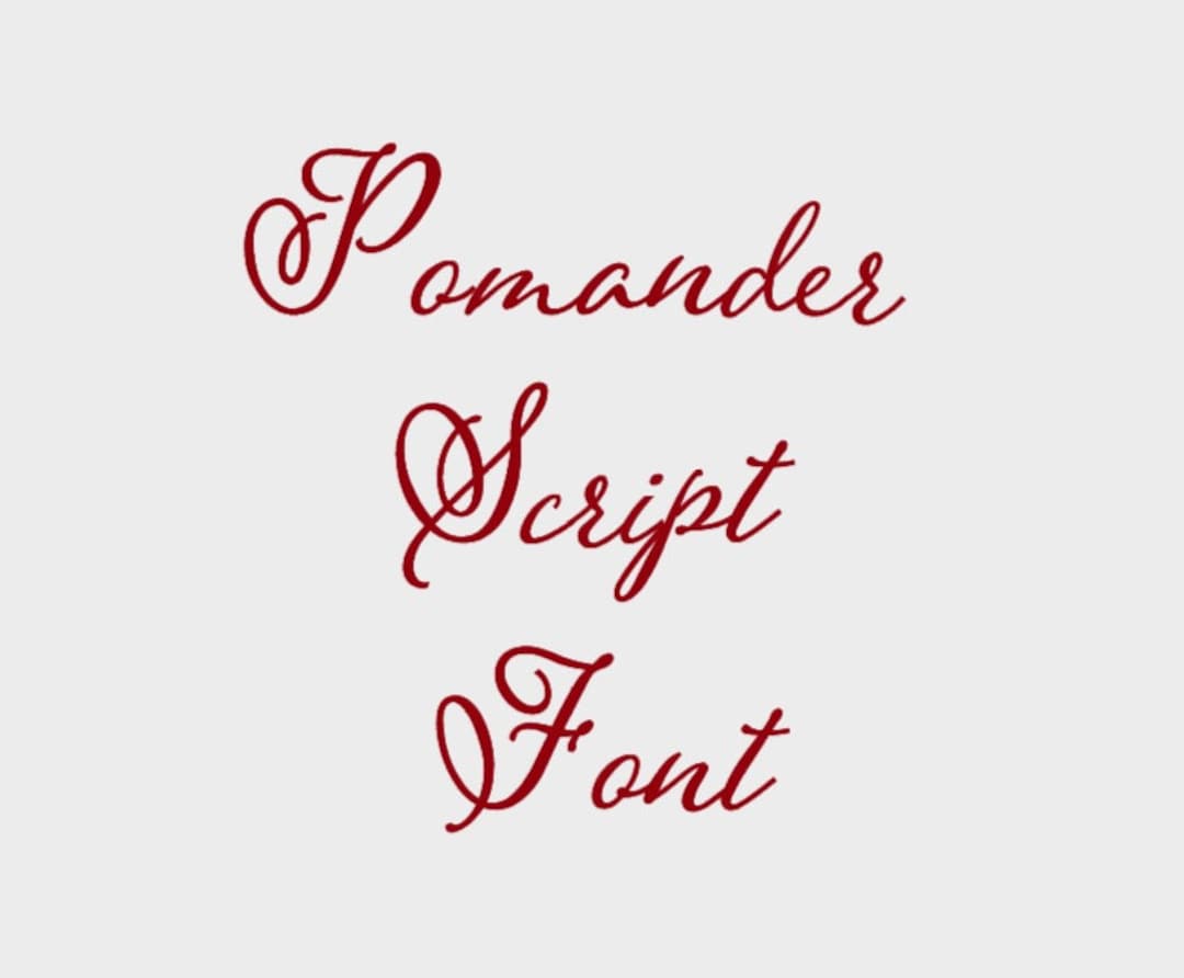 Pomander Script Embroidery Font in 7 Sizes (0.5", 1", 1.5", 2", 3", 4 ...