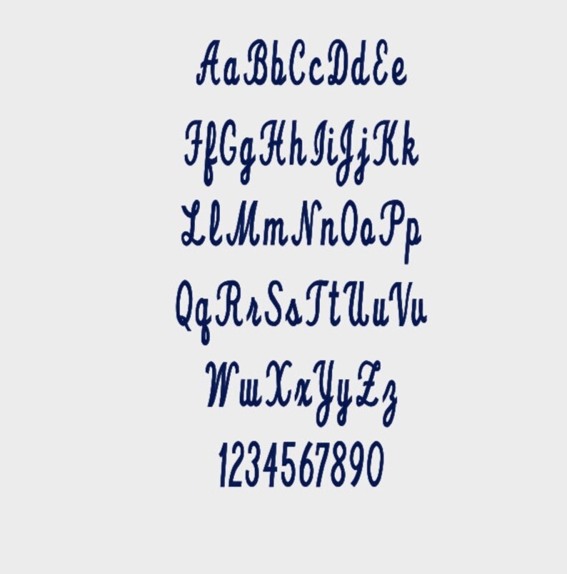 Flair Script Embroidery Font in 6 Sizes (0.5", 0.75", 1", 1.5", 2" & 3 ...