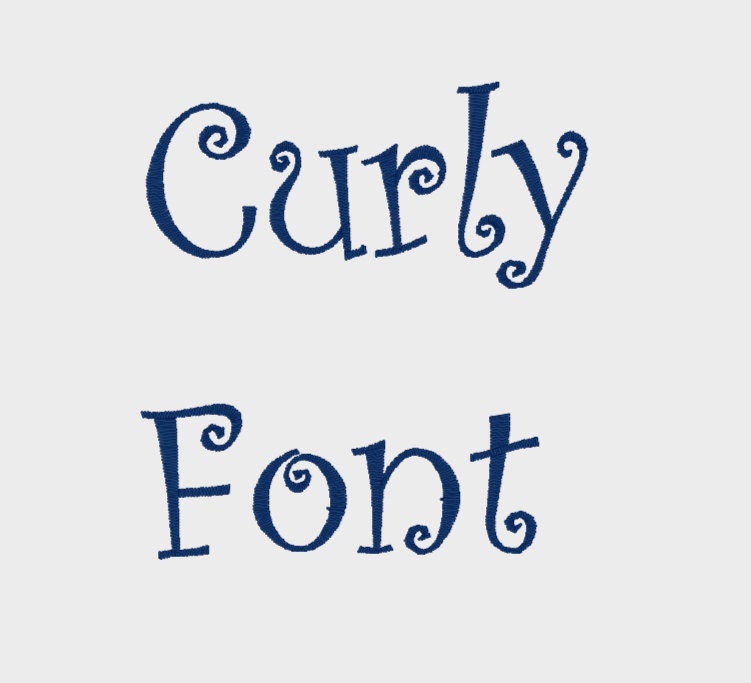 Curly Embroidery Machine Font (1/2", 1", 2" & 3" Sizes) Upper and Lower ...