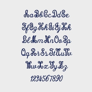 Upright Script Embroidery Machine Font in 6 Sizes (0.5", 1", 1.5", 2 ...