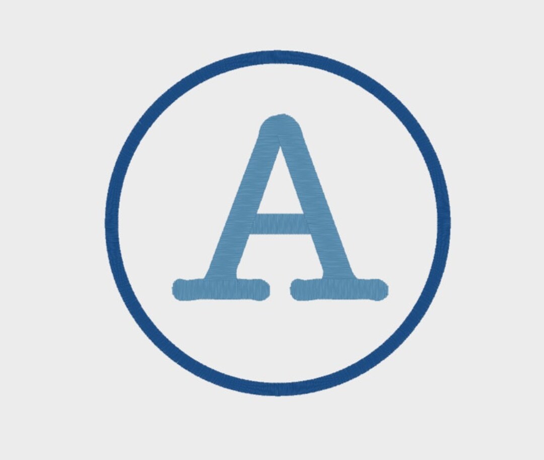 Single Letter Typewriter Monogram Embroidery Font With Circle in 3 ...