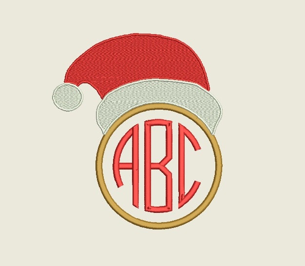 Santa Claus Hat Monogram Border Embroidery File (fill and Applique) in ...