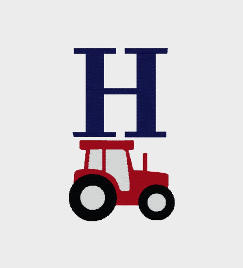 Tractor Single Letter Monogram Machine Embroidery File fits | Etsy