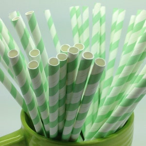 Set of 50 Mint and White Striped Straws Ships From Dallas - Etsy