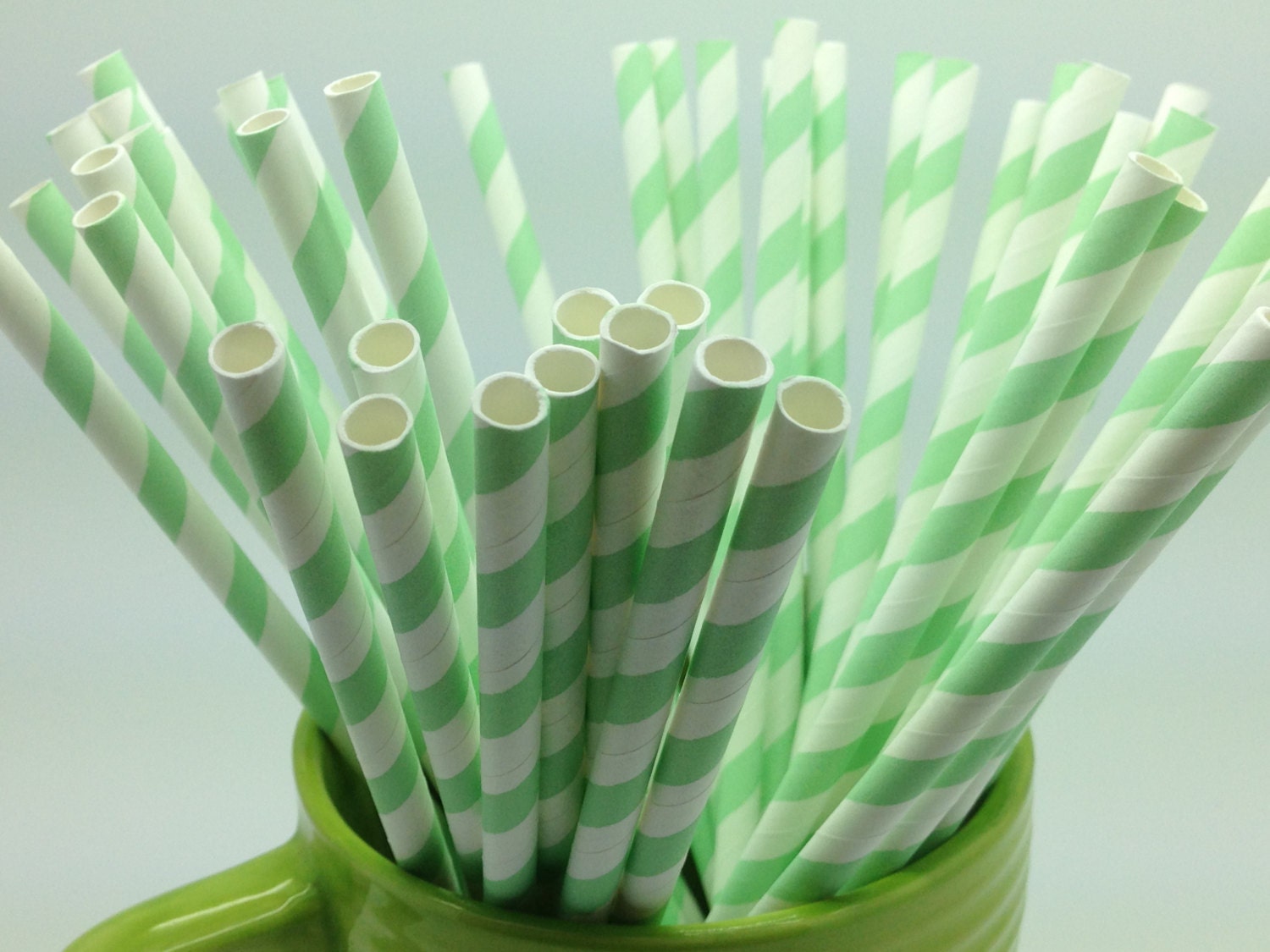 Set of 50 Mint and White Striped Straws Ships From Dallas - Etsy