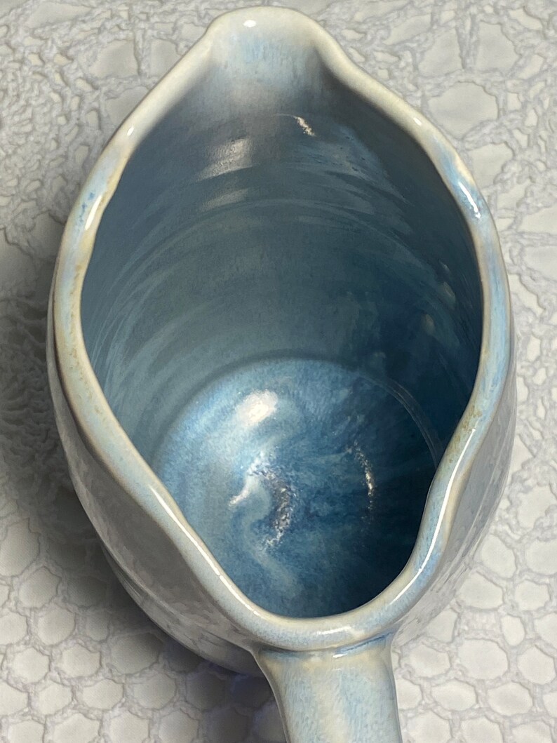 Carved Blue Pottery Pitcher, Handmade Ceramic Pitcher, Light Blue ...