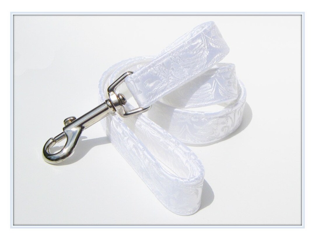White Wedding Leash~white Satin Dog Leash~wedding Dog Leash~dog Ring ...