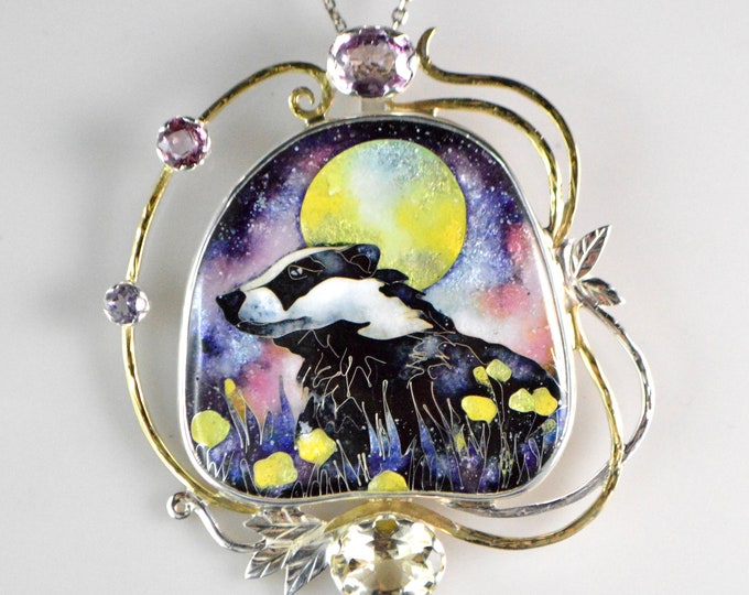 Fox and Dandelion. Georgian Cloisonne Enamel and Sterling Silver. Fox ...
