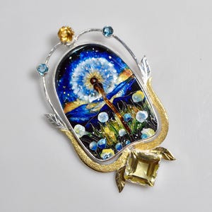 Dandelion Field. Georgian Cloisonne Enamel. Sterling Silver. Dandelions ...