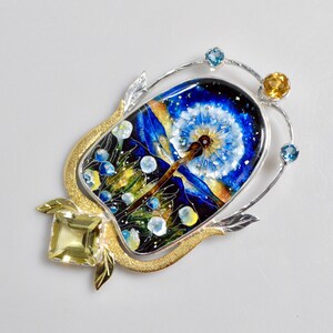 Dandelion Field. Georgian Cloisonne Enamel. Sterling Silver. Dandelions ...