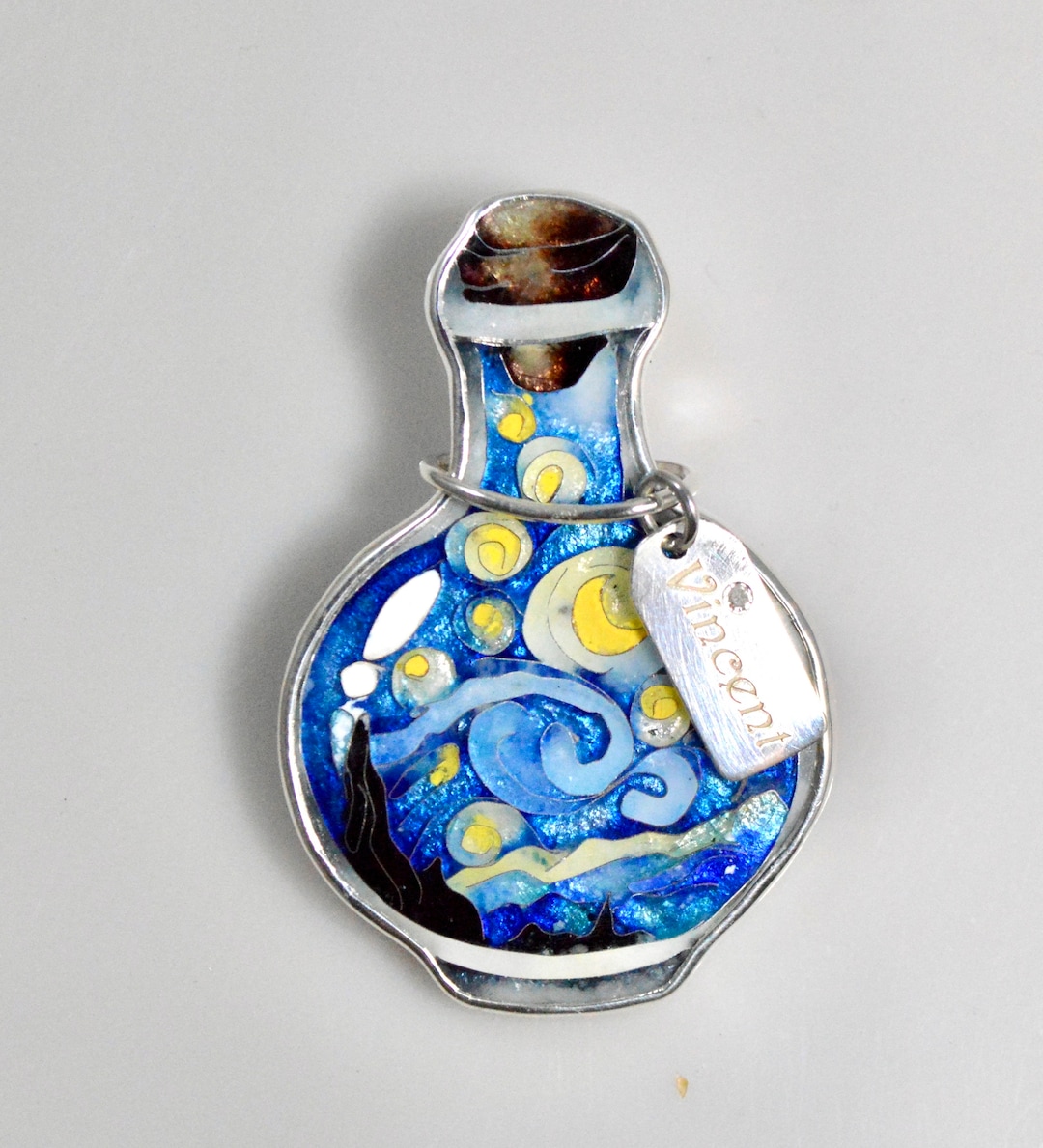 RESERVED . the Starry Night Jar. Vincent Van Gogh. Georgian Cloisonne ...