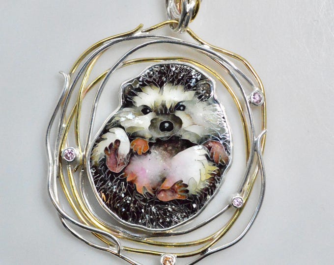 Cute Hedgehog. Georgian Cloisonne Enamel. Sterling Silver. Animal ...