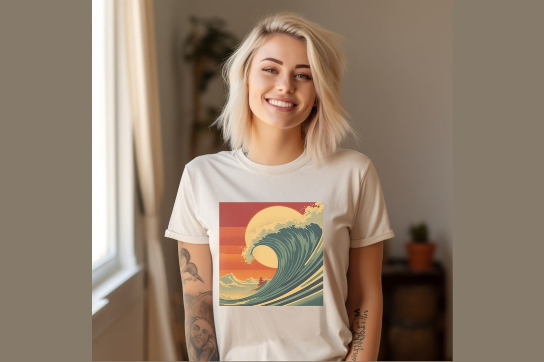 Big Wave Surf Shirt | Lone Surfer | Vintage Vibe Surfing Design ...