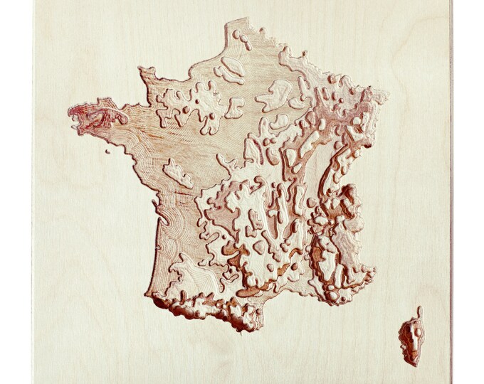 Map of France, Wooden Map, Topographical Map, Carved Map, Map Art, Wall ...