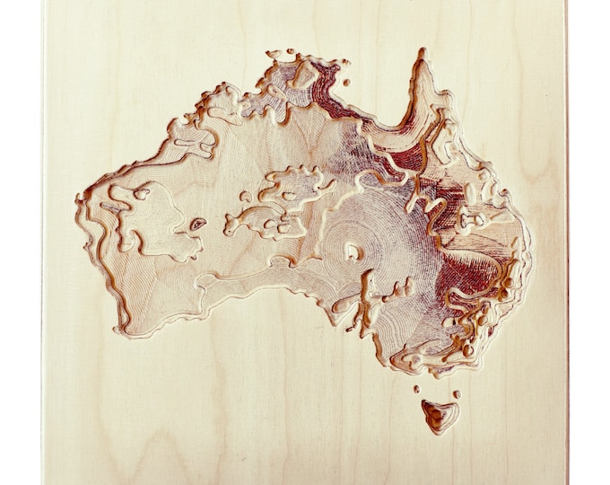 Map of Australia, Wooden Map, Topographical Map, Carved Map, Map Art ...