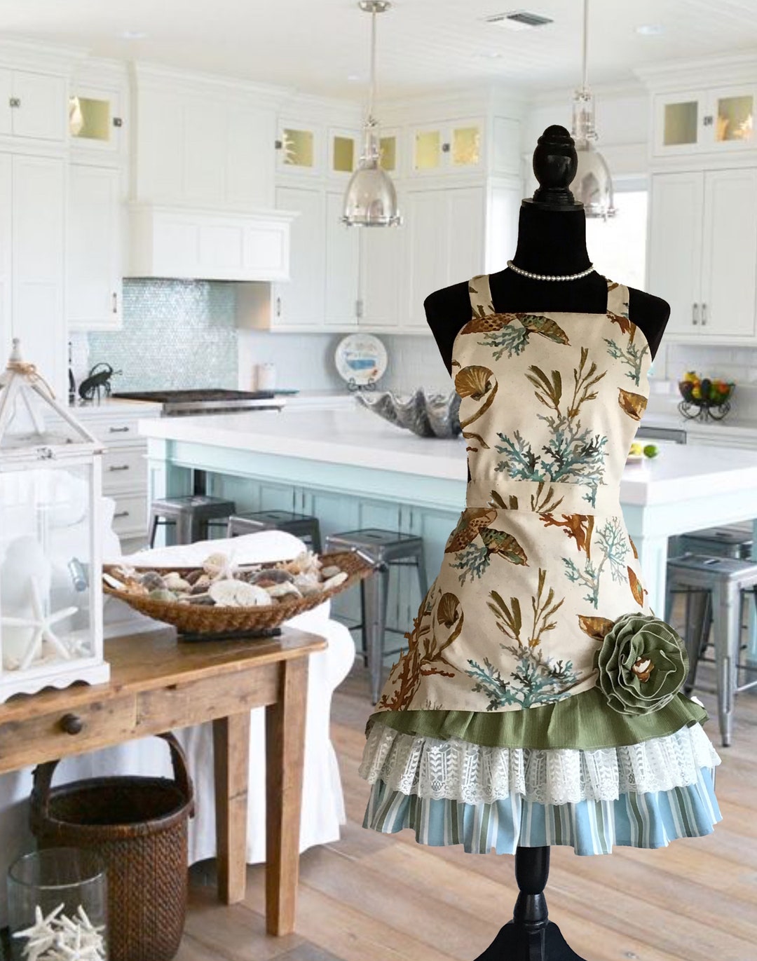 Womens Apron With Beach Theme Apron for Women Apron With Sea Creatures ...