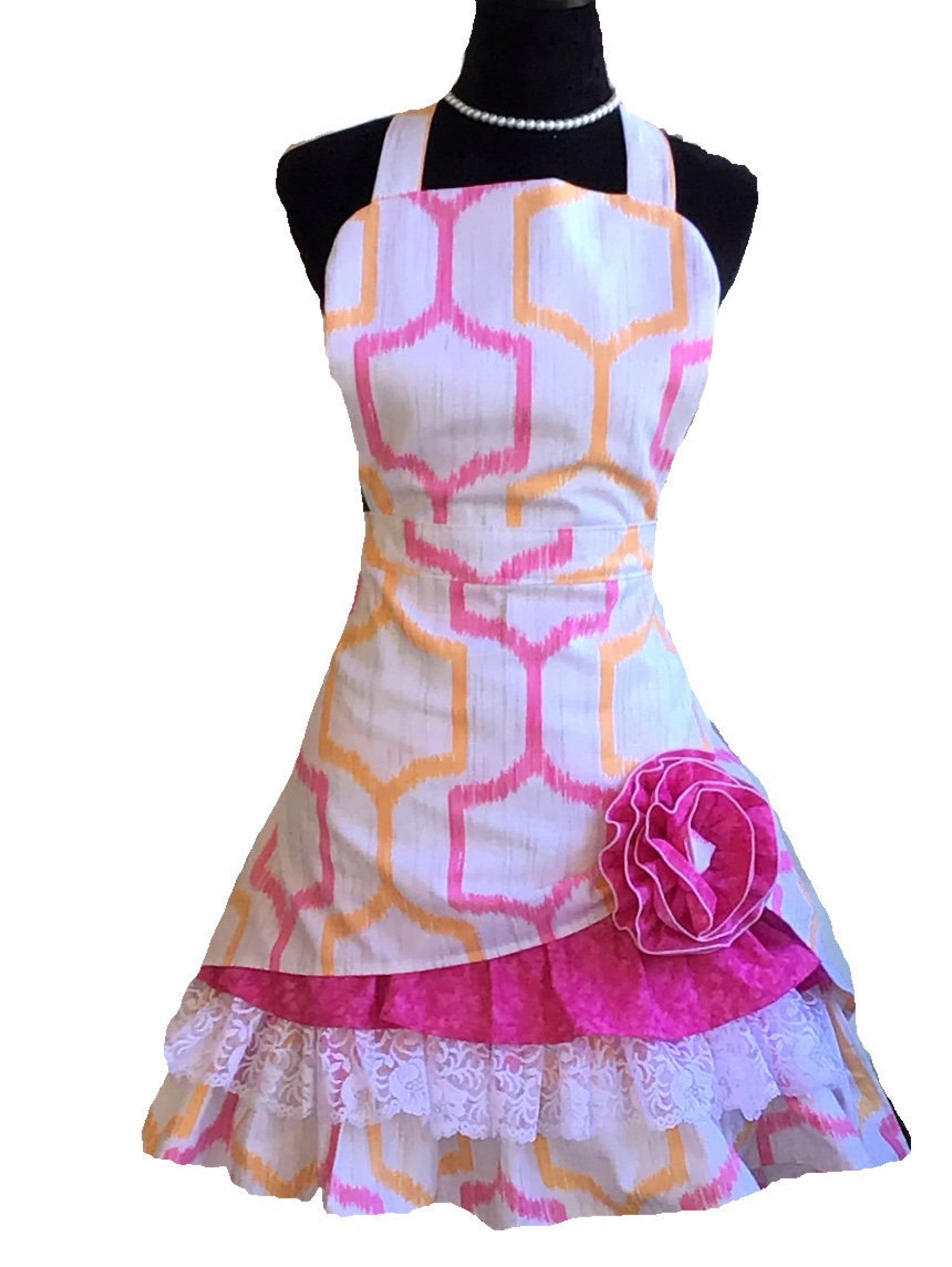 Womens Retro Apron in Hot Pink Flirty Womens Apron Sexy | Etsy