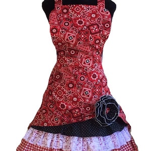 Womens Cute Flirty Apron in Red Bandana Fabric Sexy Country Picnic ...