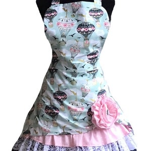 Cute Womens Apron With Air Balloons Apron for Women in Pink and Navy ...
