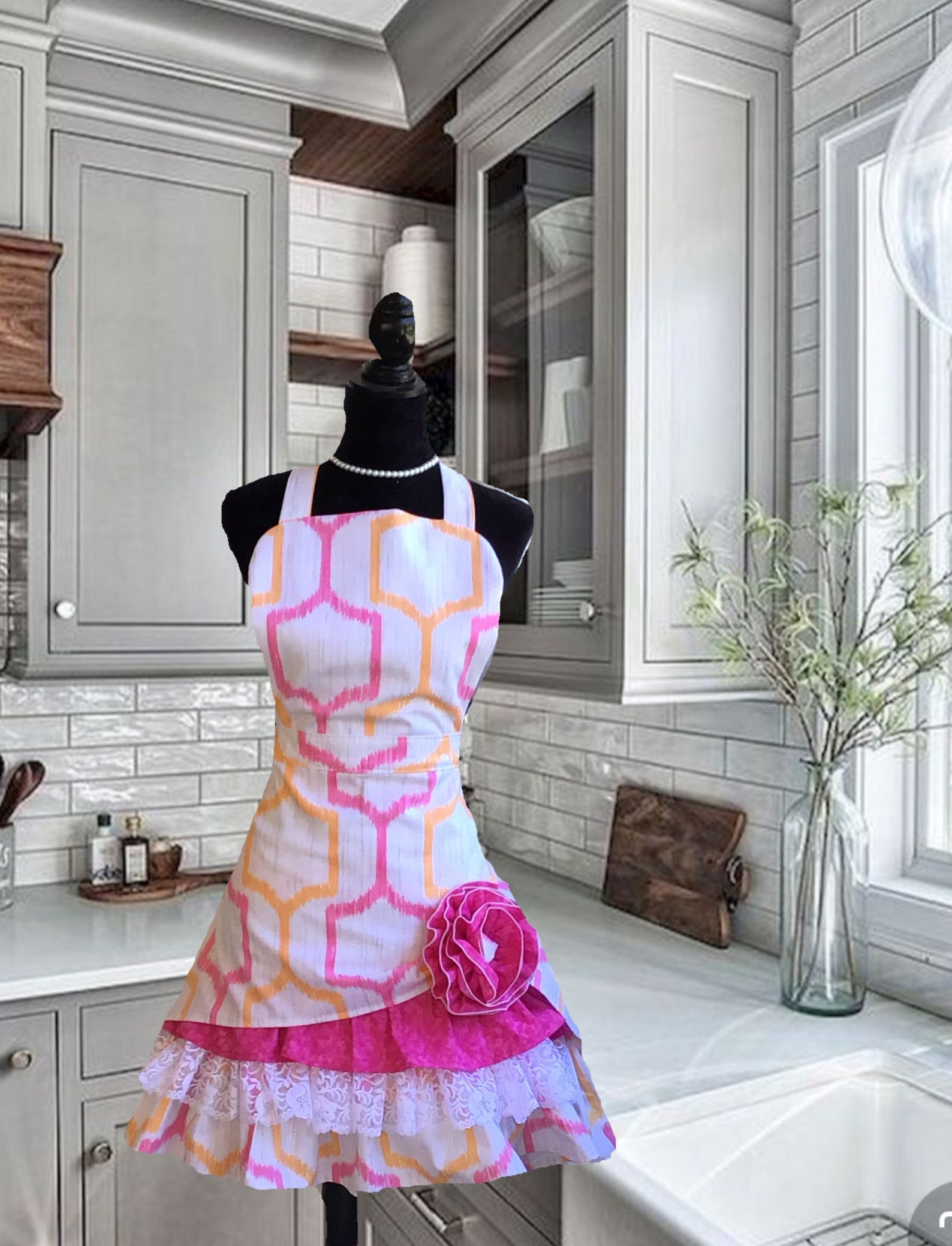 Womens Retro Apron in Hot Pink Flirty Womens Apron Sexy - Etsy