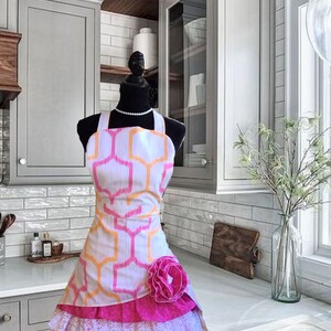 Womens Retro Apron in Hot Pink Flirty Womens Apron Sexy Womens Apron ...