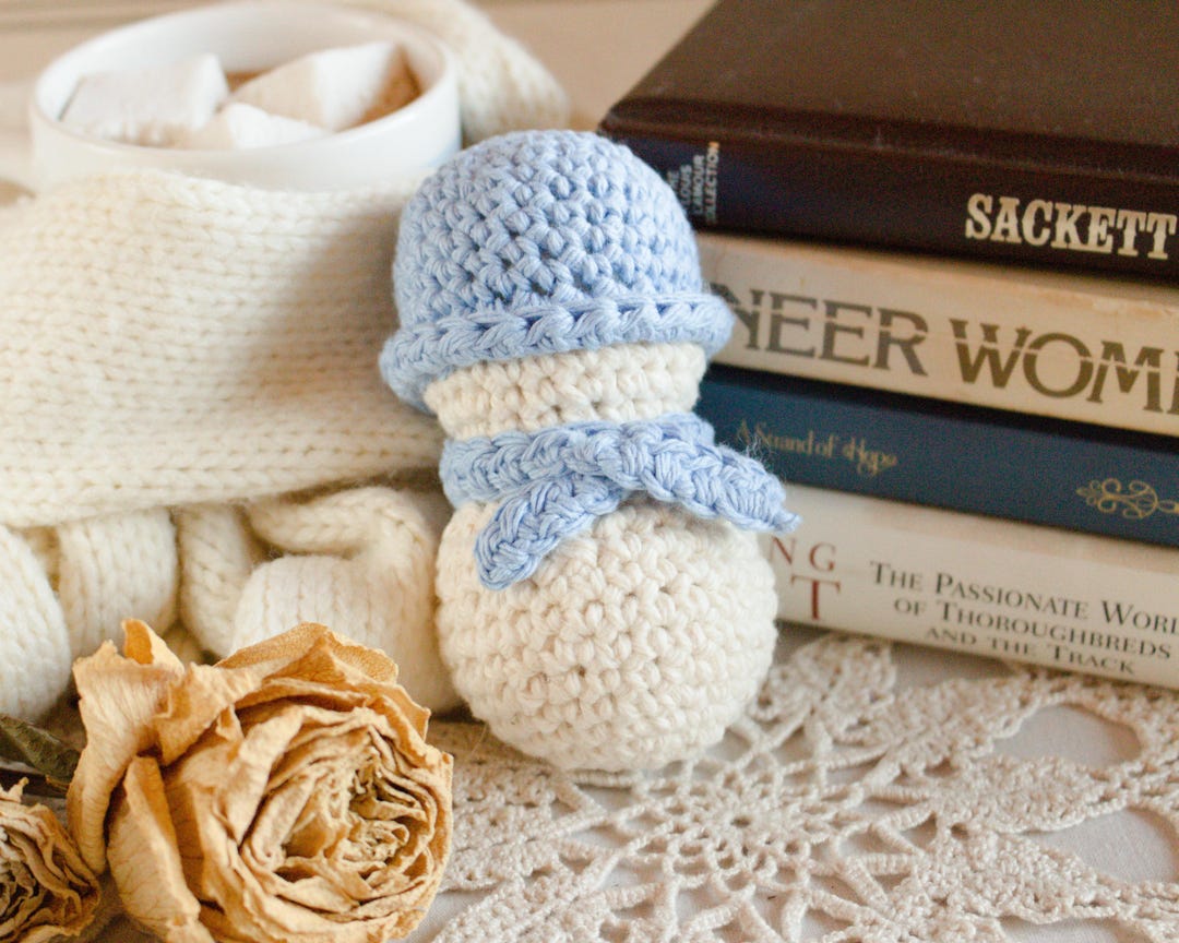 Snowman Stress Ball, Fidget Toy, Anxiety Relief Gift, Crochet Sensory ...