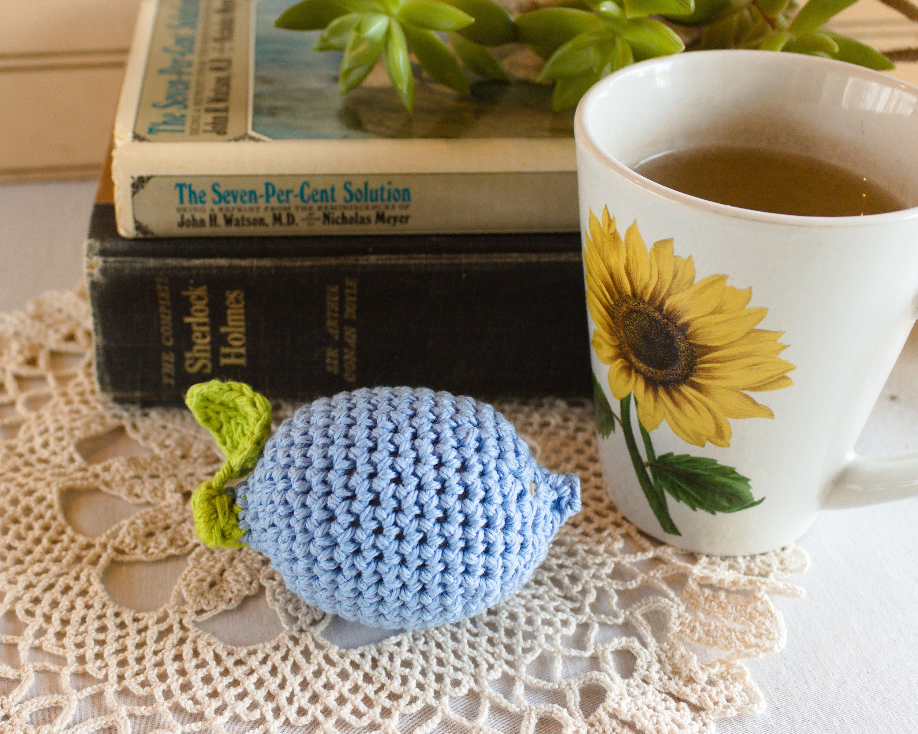 Lemon Stress Ball, Blue Fidget Toy, Anxiety Relief Gift, Crochet ...