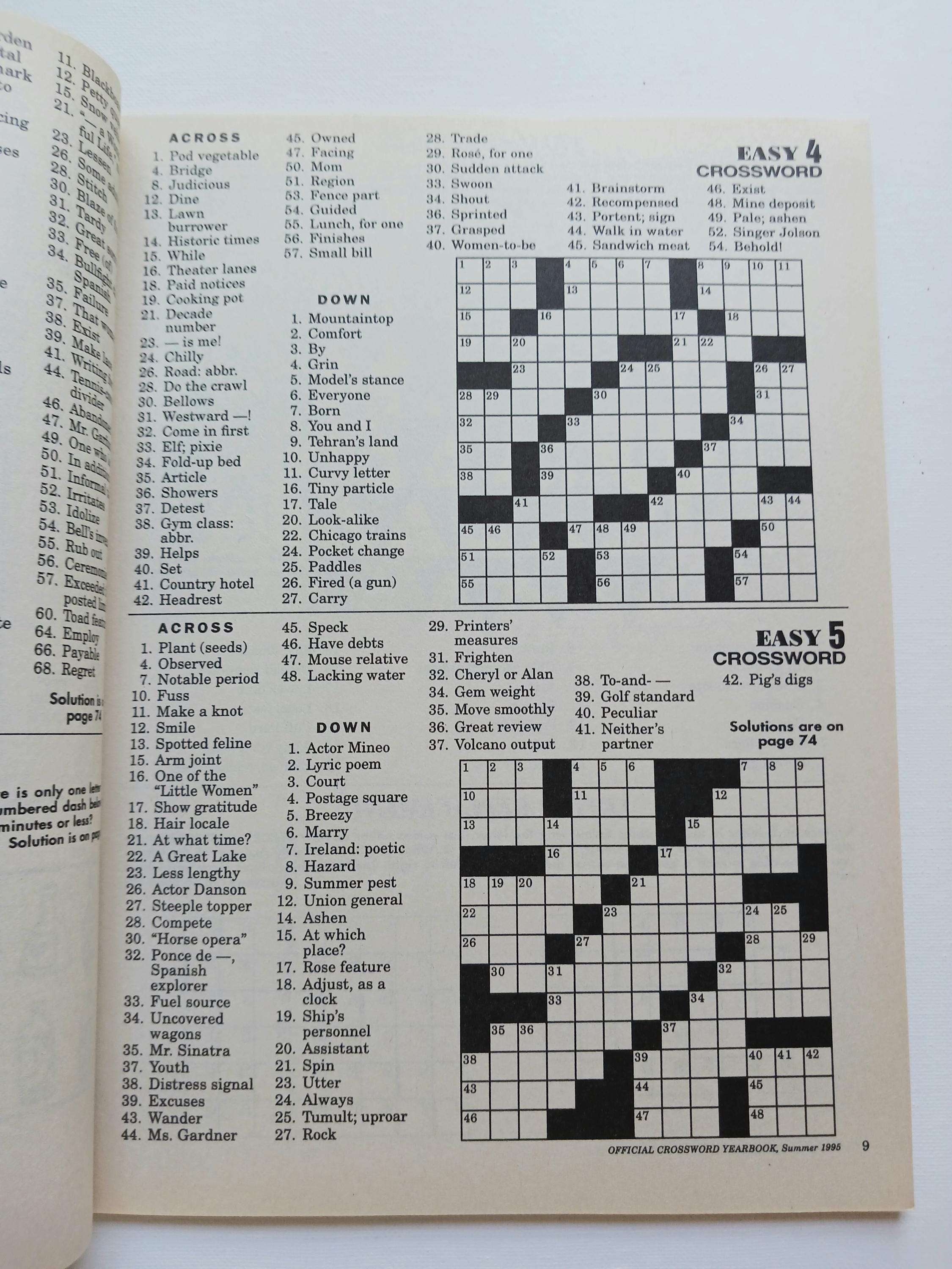 Vintage 1995 Dell Official Crossword Yearbook,crossword Puzzles ...