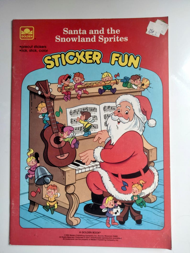 Vintage Sticker Fun Coloring Pages Santa and the Snowland Sprites ...