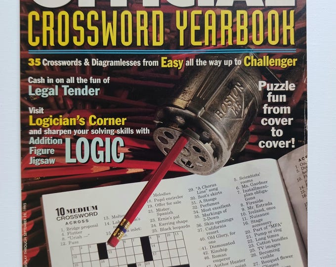 Vintage 1995 Dell Official Crossword Yearbook,crossword Puzzles ...