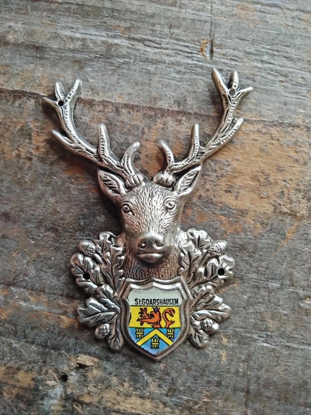 Vintage Cane Hiking Stick Mount Emblem Plate Medallion Deer - Etsy