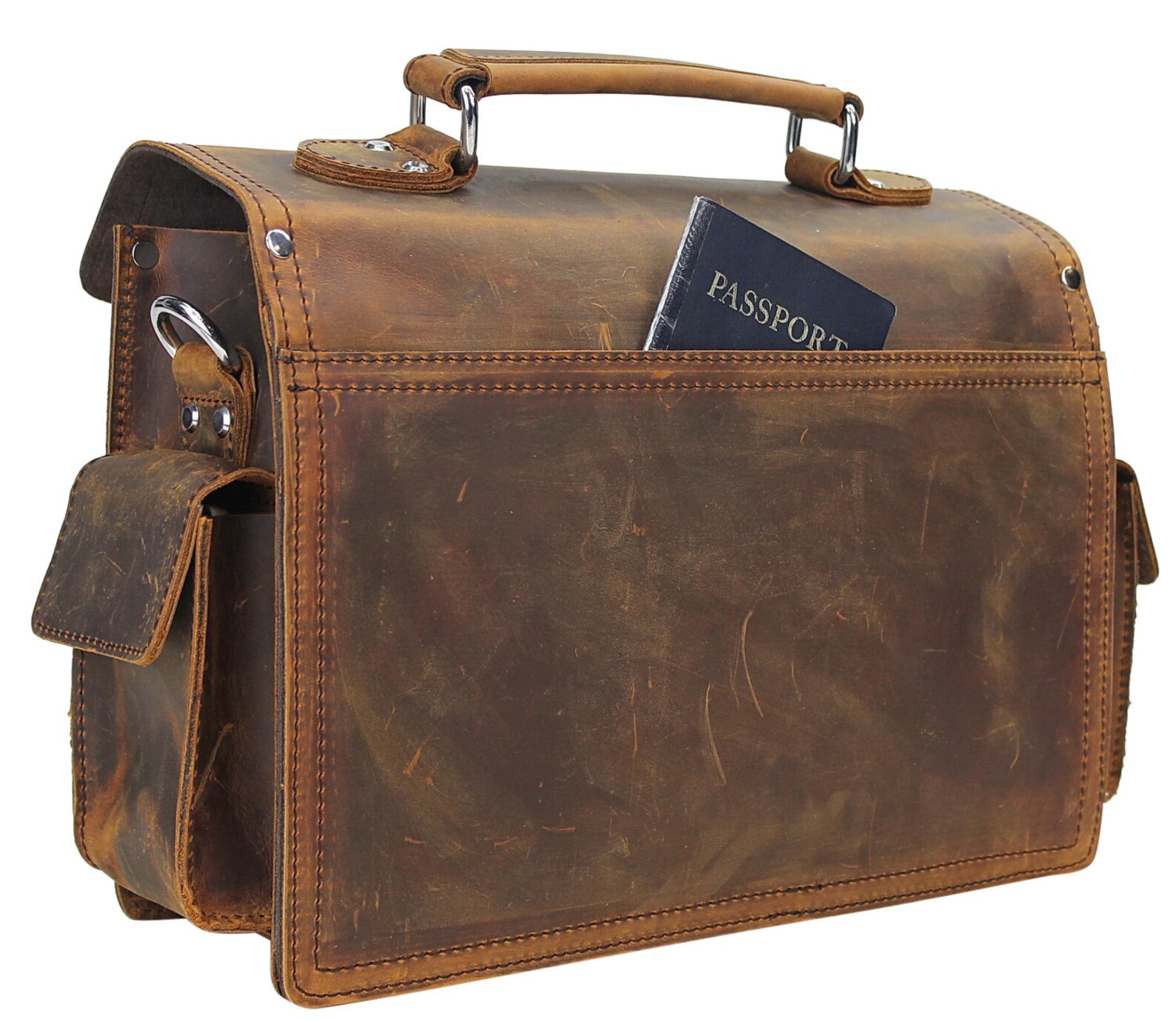 Sale - 13 in Full Grain Leather Small Briefcase Laptop Bag Fit Slim ...