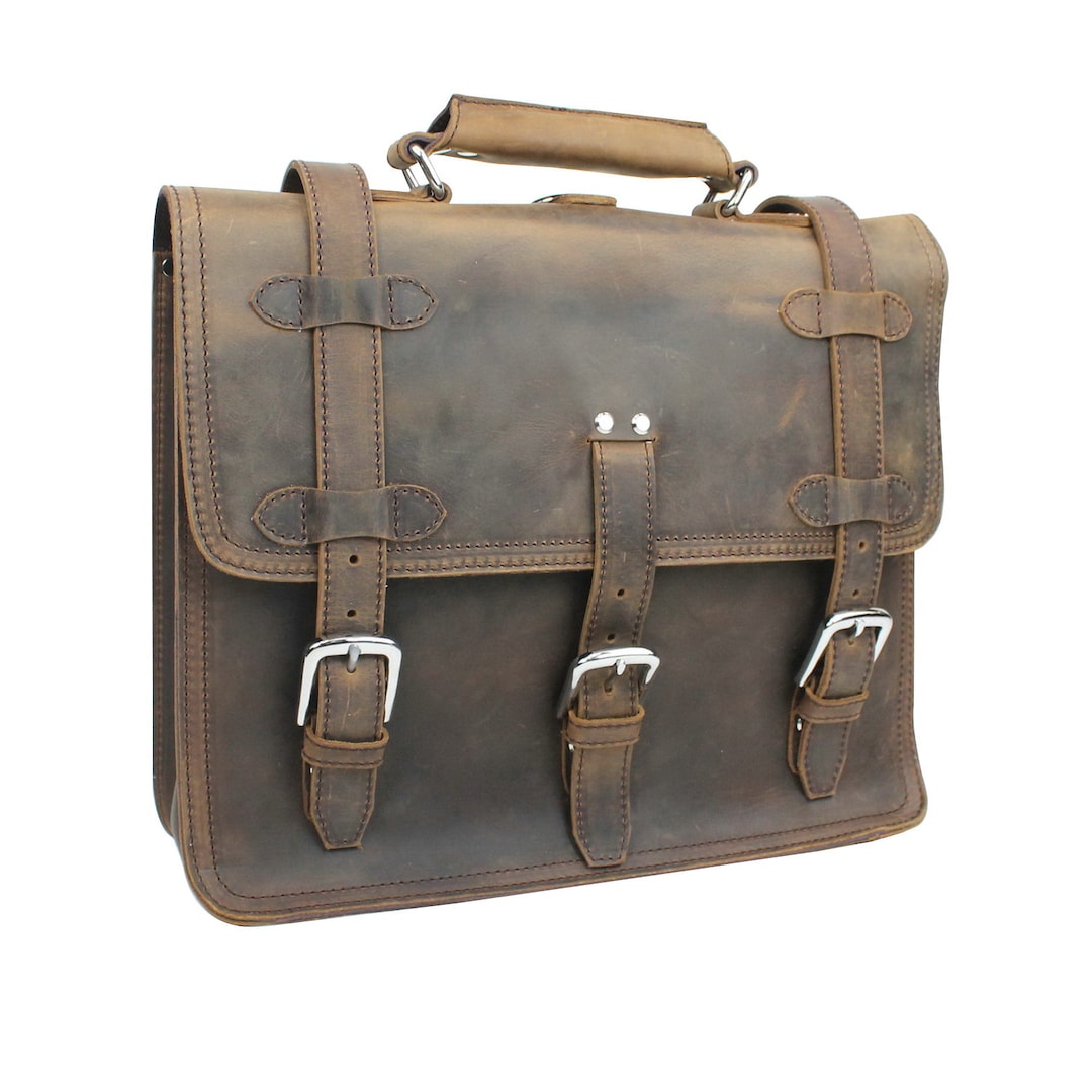 15 in Full Leather Briefcase W/ Backpack Function Leather Laptop Bag ...