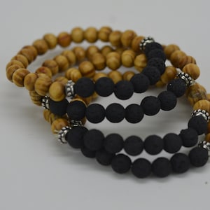 Stretch Bracelet, Masculine Bracelet, Men's Stretch Bracelet, Lava Rock ...
