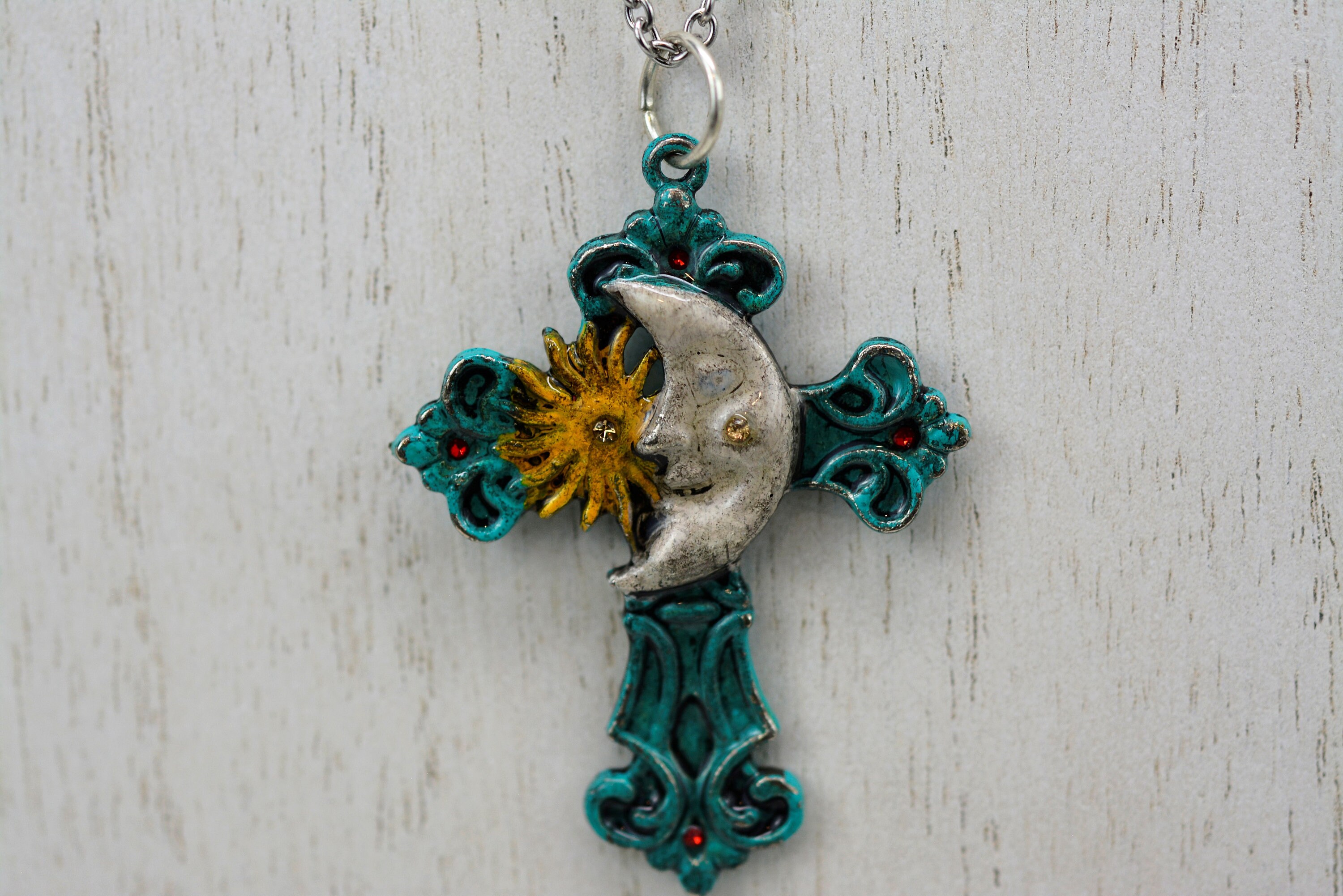 Sun and Moon Cross Pendant, Cross Necklace, Cross Pendant, Sun and Moon ...