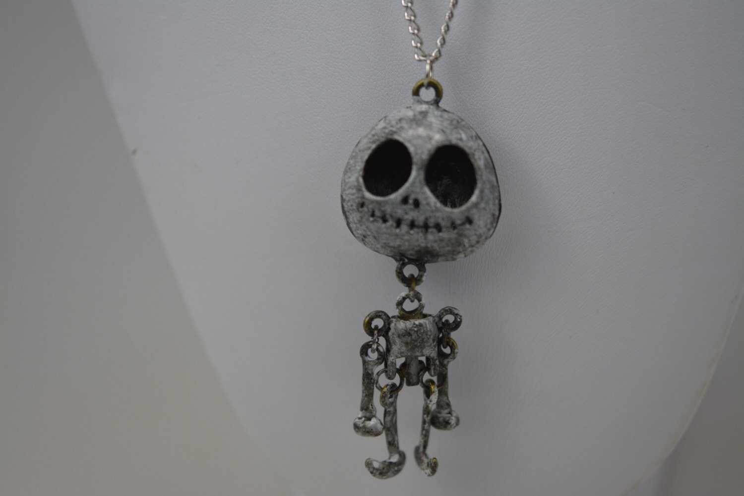 Skeleton Necklace, Halloween Necklace, Hand Painted Skeleton Pendant ...