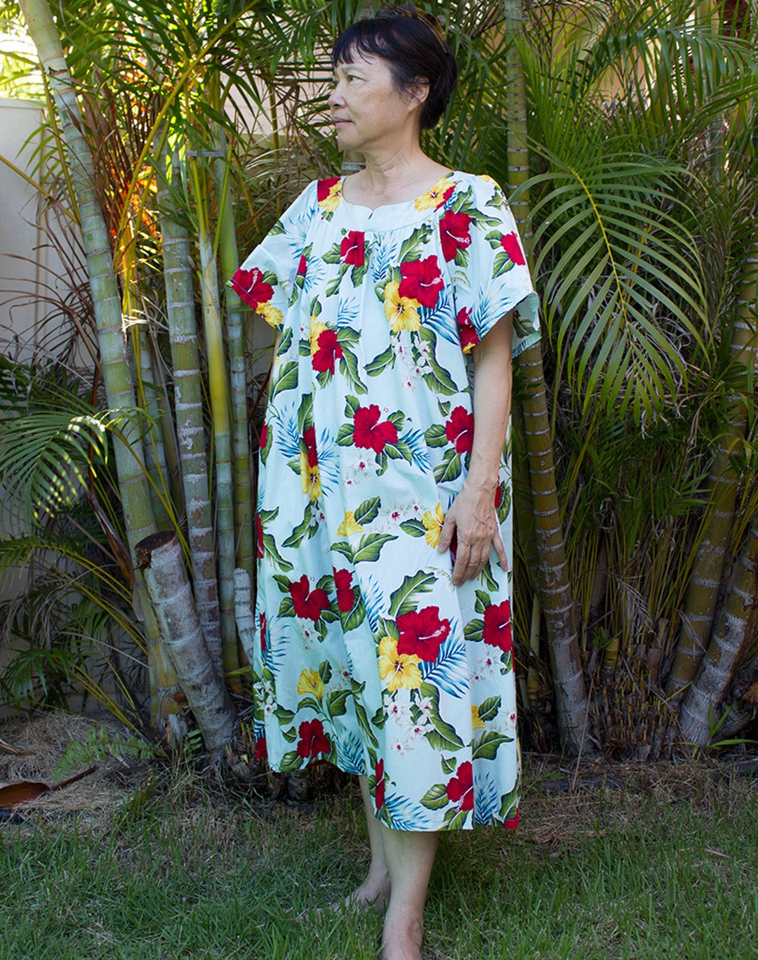Hawaiian Muumuu for Women 100% Cotton Made in Hawaii Muumuus, Sky Blue ...