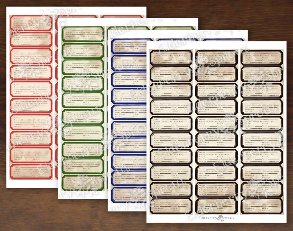 Vintage Herbal Tincture Infusion Label - PDF Printable Apothecary ...