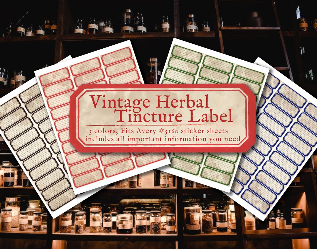 Vintage Herbal Tincture Infusion Label - PDF Printable Apothecary ...