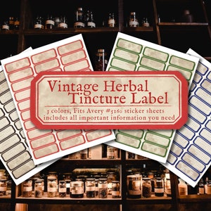 Vintage Herbal Tincture Infusion Label - PDF Printable Apothecary ...