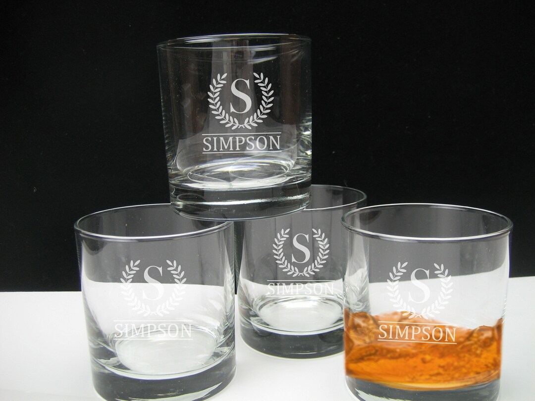 Rocks Glass Set - Monogram Glass Set - Custom Engraved Glassware ...