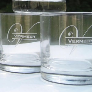 Rocks Glass Set - Monogram Glass Set - Custom Engraved Glassware ...