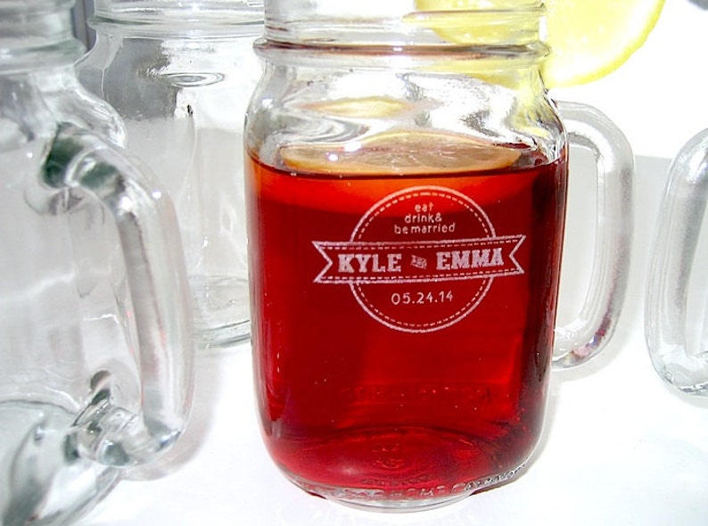 Engraved Mason Jar With Handle Engraved Wedding Glasses - Etsy