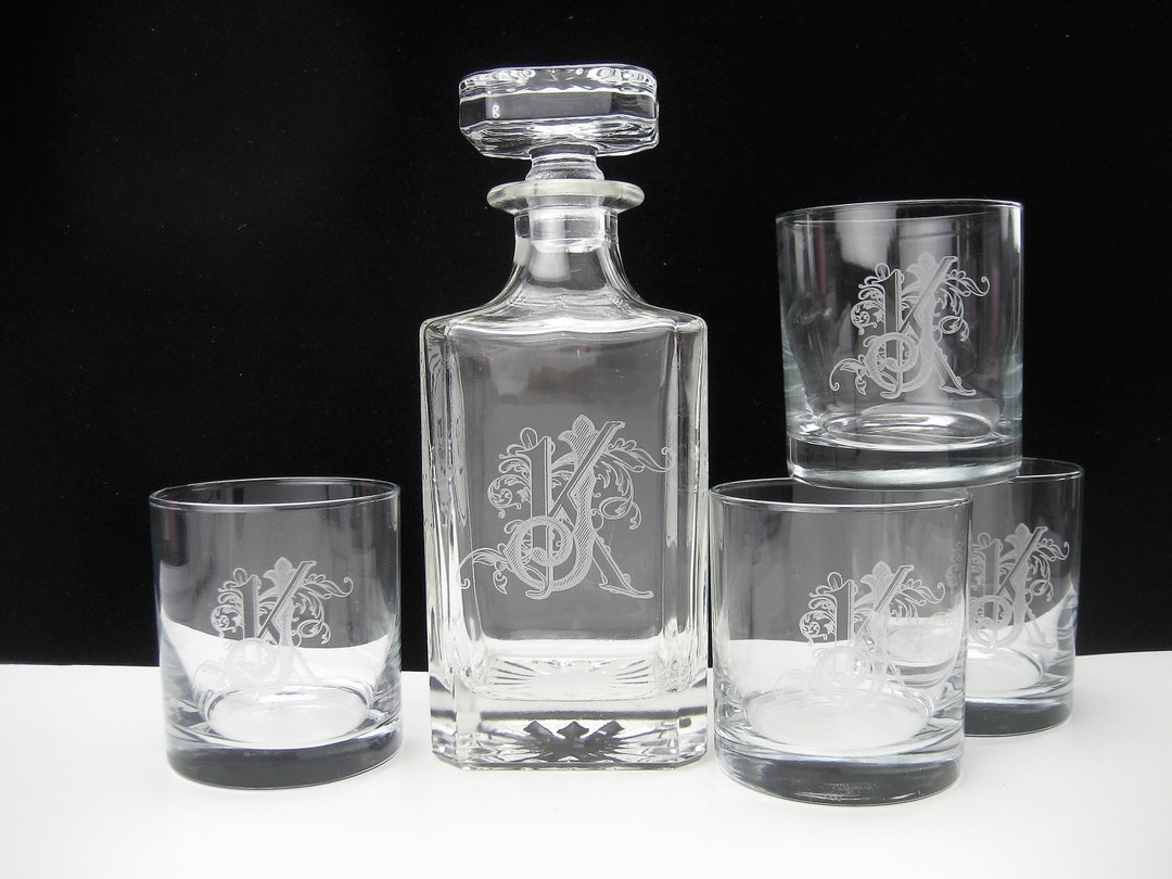 Logo Engraved Decanter Set- Corporate Decanter and Rocks Glass Set ...