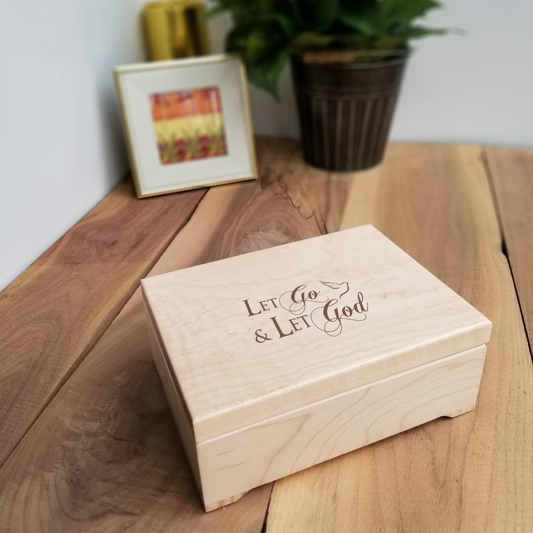 Let Go and Let God Keepsake Box, Custom Engraved Wood God Box, Prayer ...