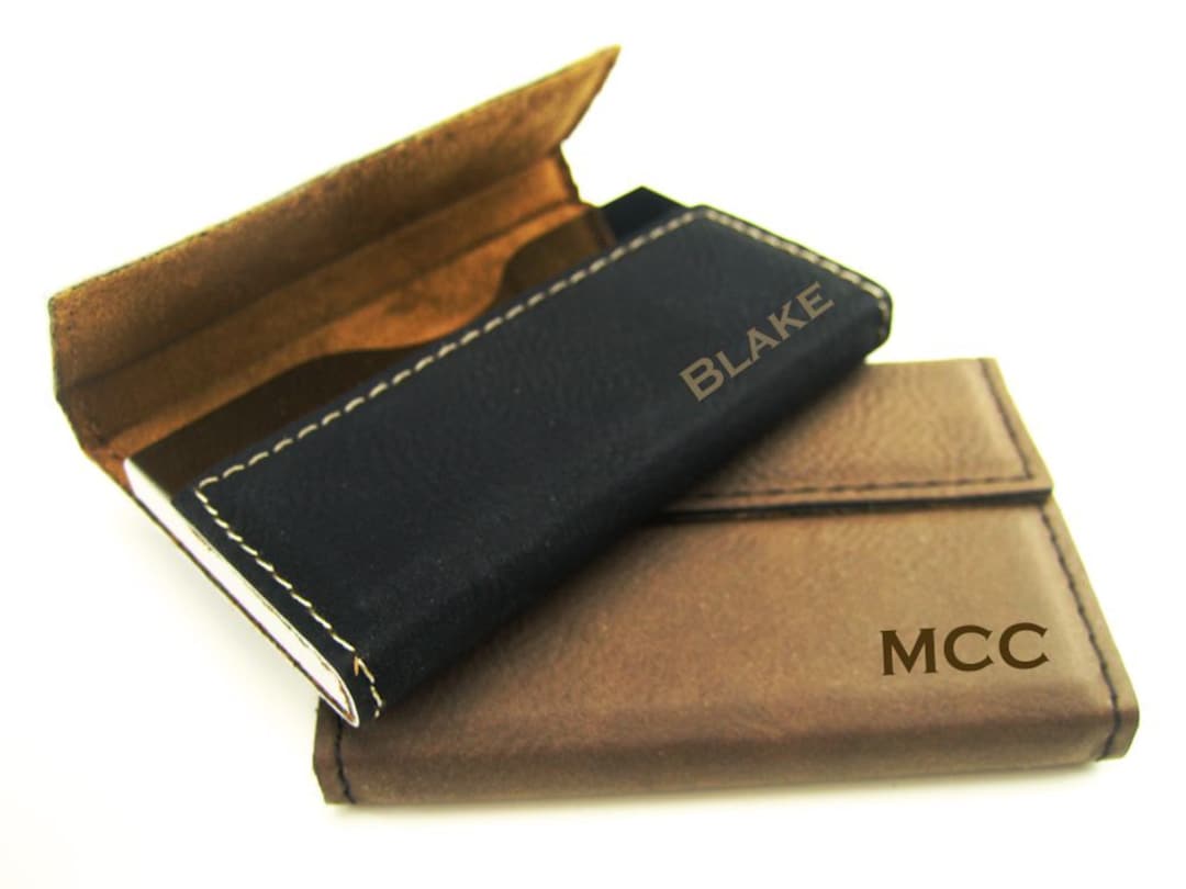 Business Card Case - Personalized Leatherette Business Card Holder ...