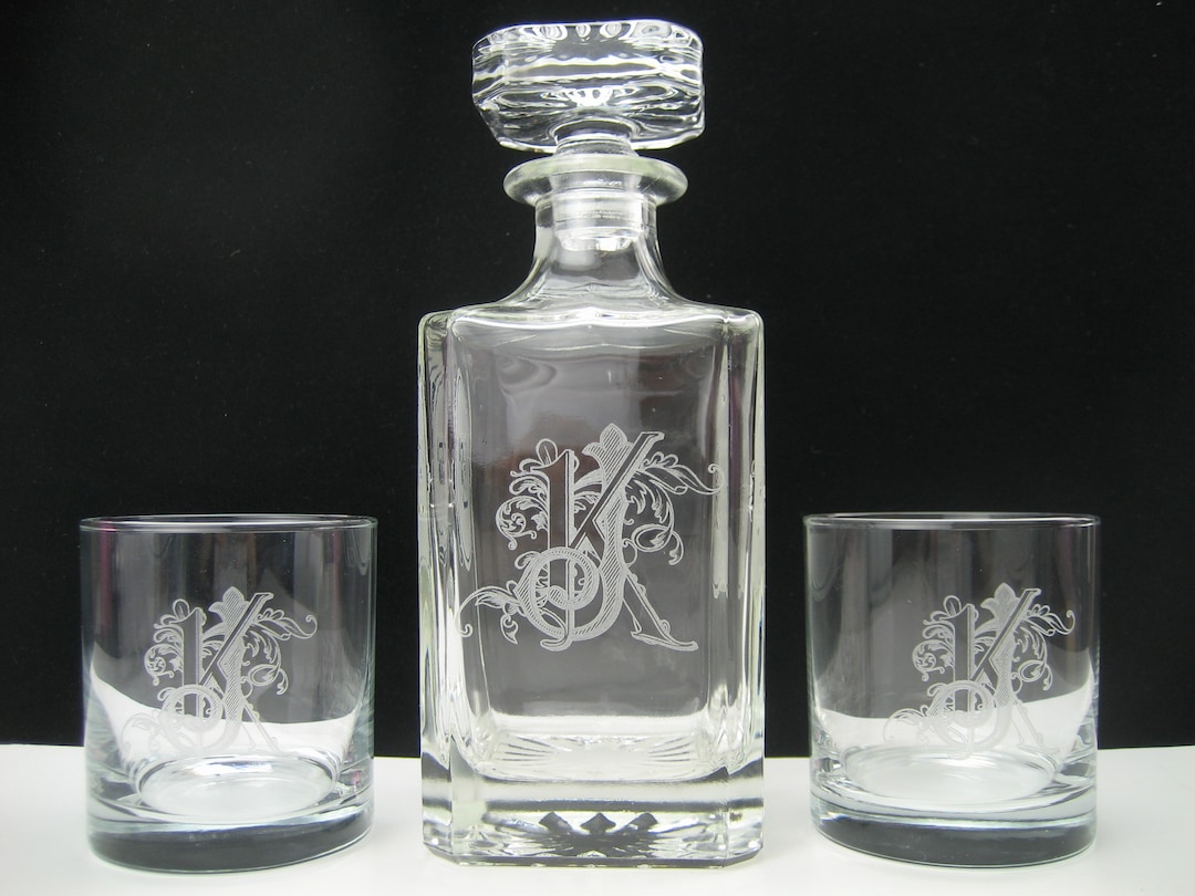Logo Engraved Decanter Set- Corporate Decanter and Rocks Glass Set ...